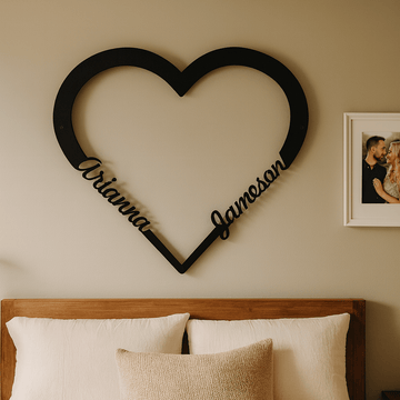 Couple Heart Monogram | Personalized Metal Wall Artwork – Story In Steel