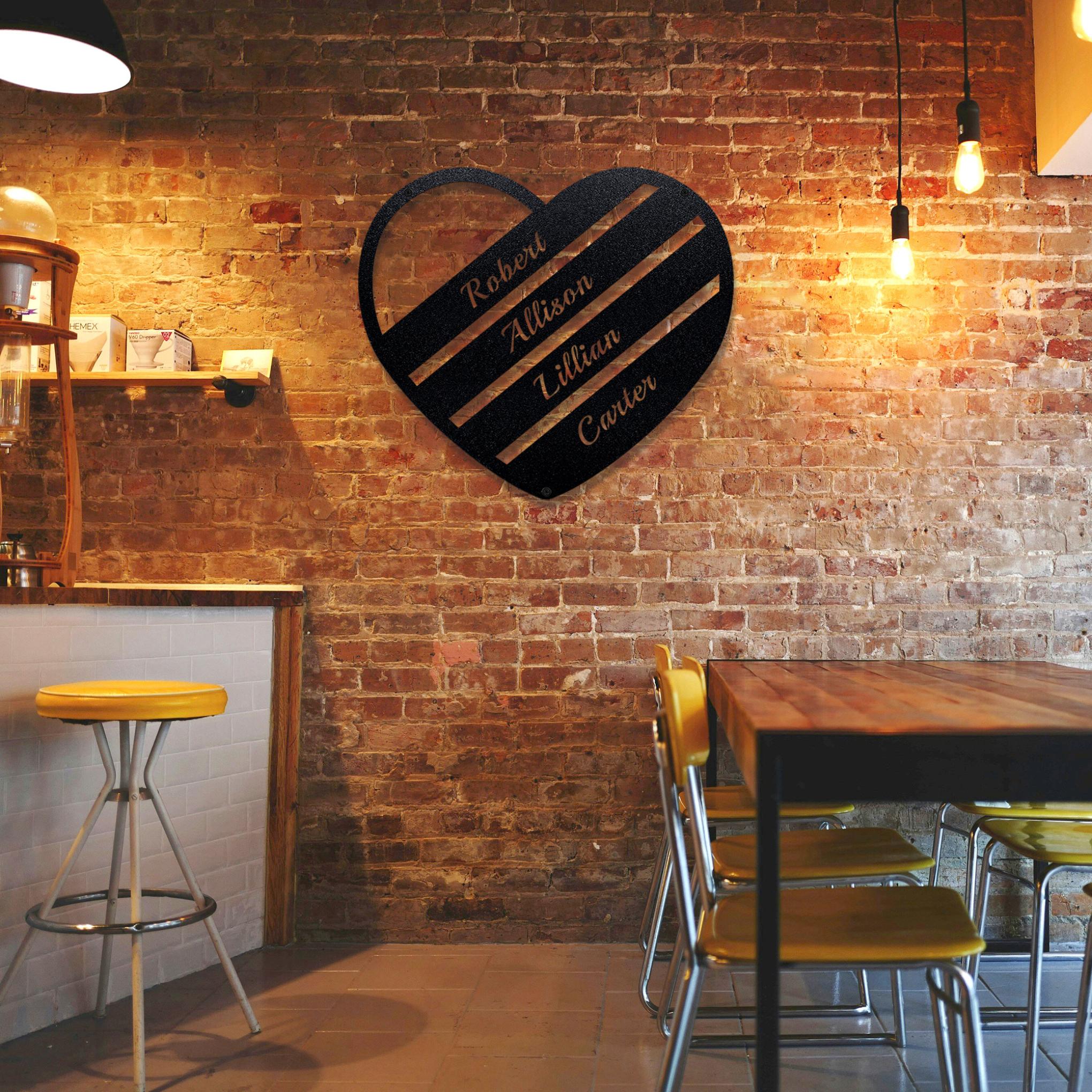 Multiple Name Heart Monogram | Custom Metal Wall Art – Story In Steel