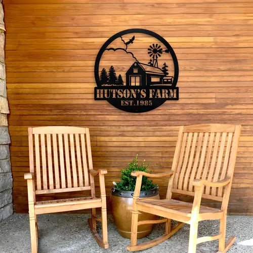 Personalized Farm House Monogram | Rustic Metal Wall Sign – Story In Steel