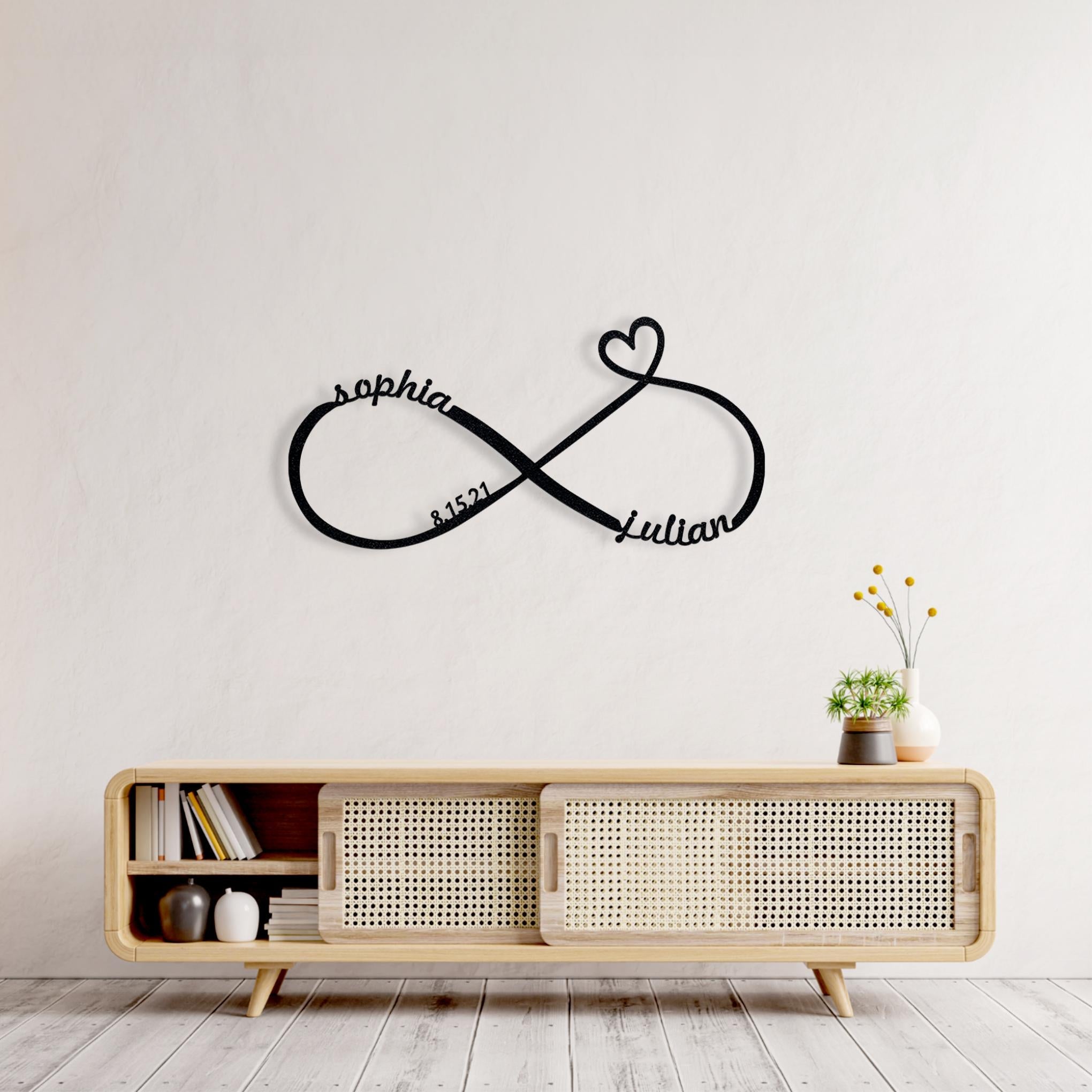 Infinity Heart Monogram | Custom Personalized Metal Art – Story In Steel